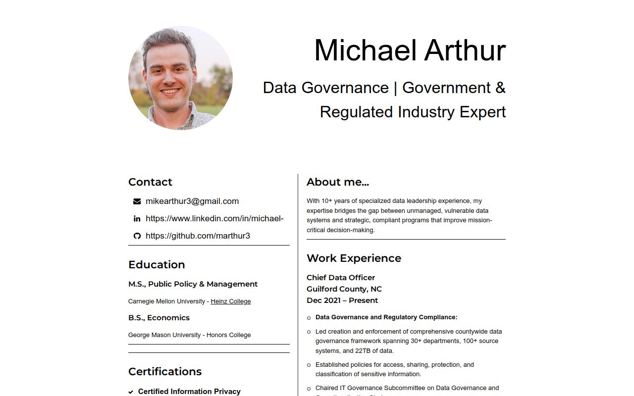 Michael Arthur - Senior Data Strategy & Analytics Consultant | Local ...